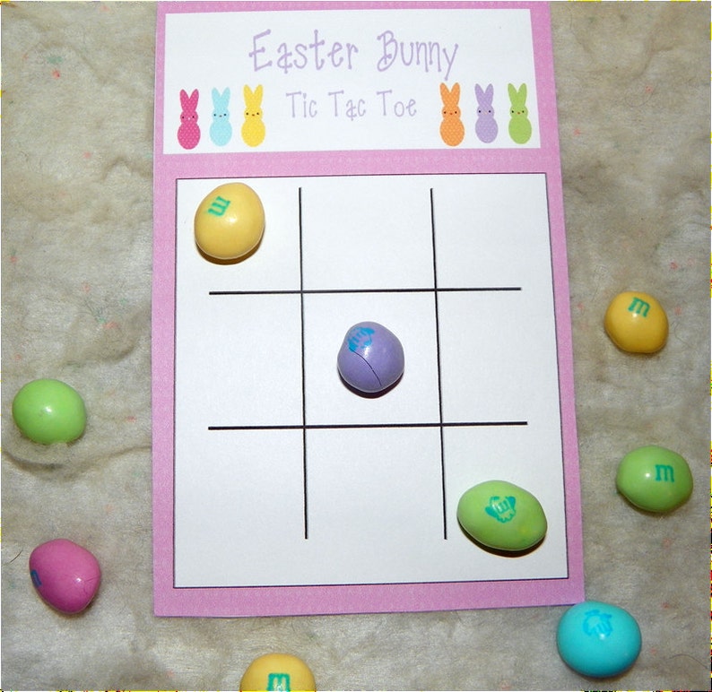 Easter Bunny Tic Tac Toe Printable Party Card Game Kids - Etsy