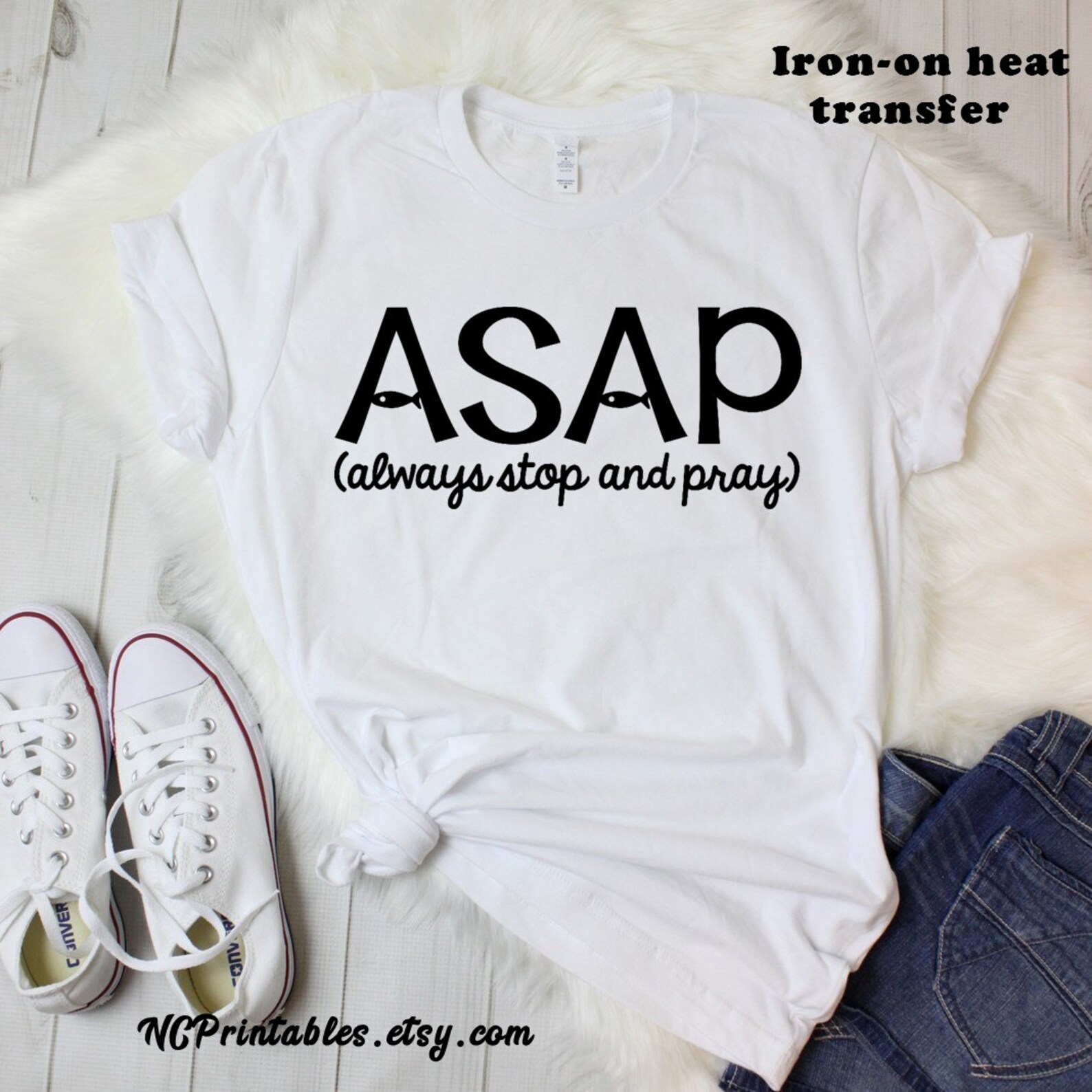 Christian ASAP Always Stop and Pray Fabric Heat Transfer Iron on Decal ...