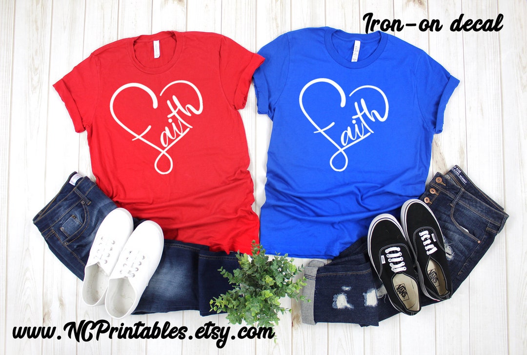 Christian Faith Heart Fabric Heat Transfer Iron on Decal Only - Etsy