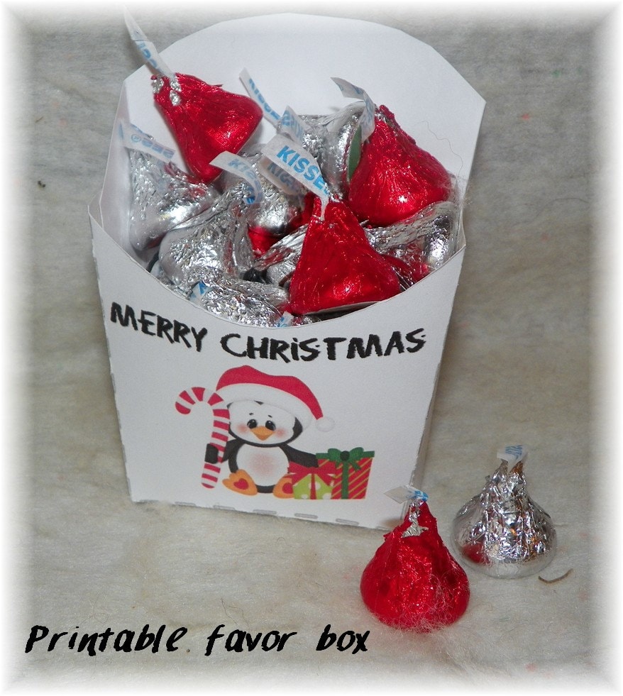 Printable Christmas Penguin Favor Box instant Download - Etsy