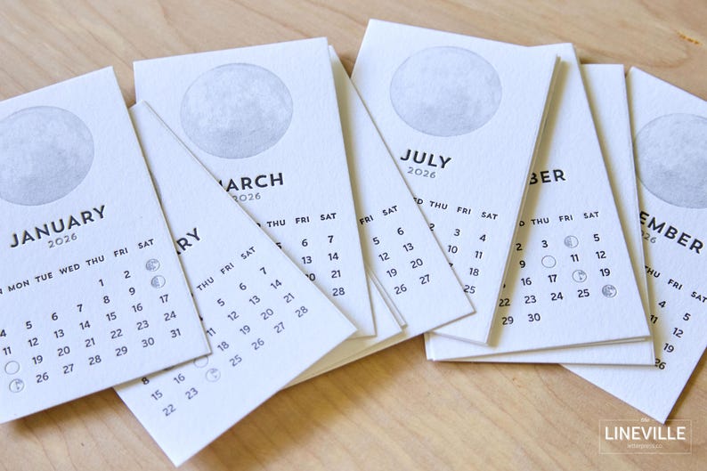 2026 Letterpress Moon Phase Desk Calendar - Etsy