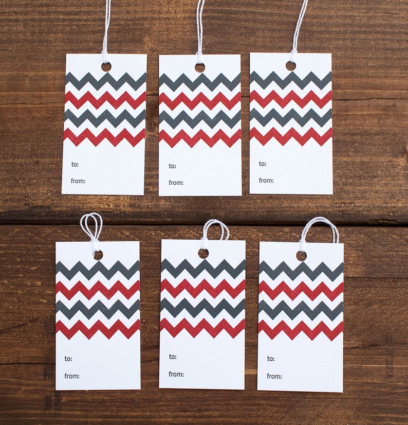 Letterpress Chevron Gift Tag - Set of 6 - Etsy