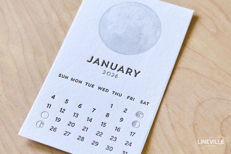 2026 Letterpress Moon Phase Desk Calendar - Etsy