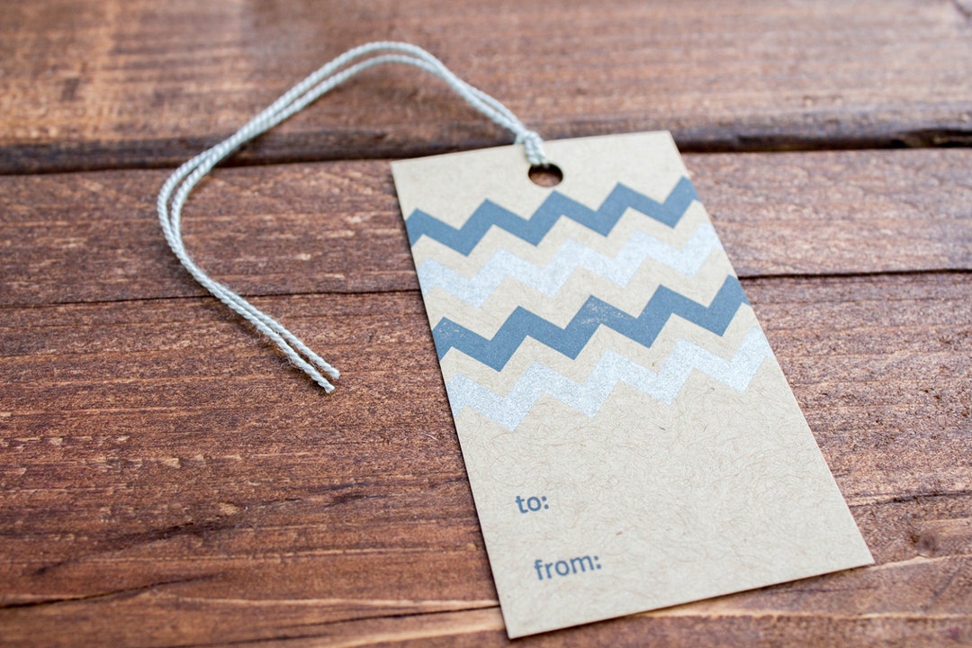 Letterpress Chevron Gift Tag - Set of 6 - Etsy