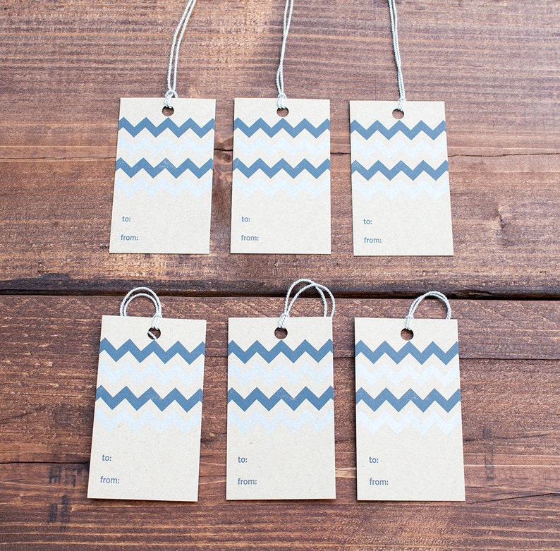 Letterpress Chevron Gift Tag - Set of 6 - Etsy