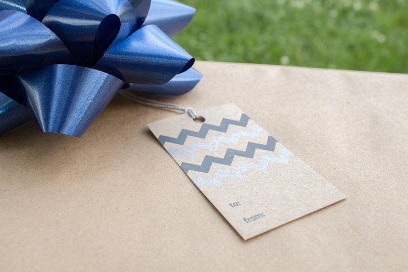 Letterpress Chevron Gift Tag - Set of 6 - Etsy