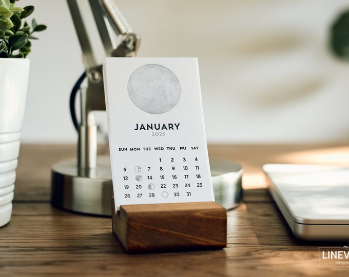 2025 Letterpress Moon Phase Desk Calendar - Etsy