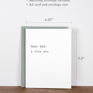 Dear Dad: I Love You Letterpress Greeting Card - Etsy