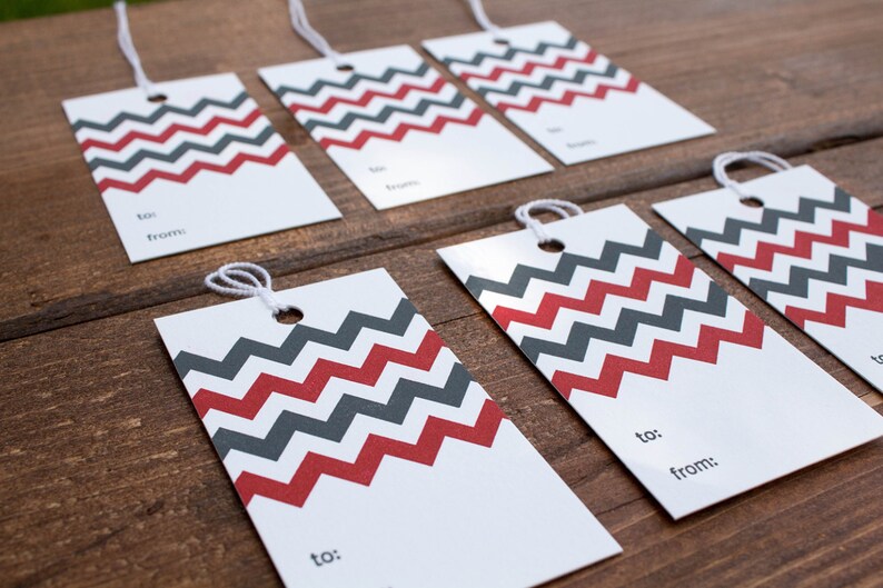 Letterpress Chevron Gift Tag - Set of 6 - Etsy