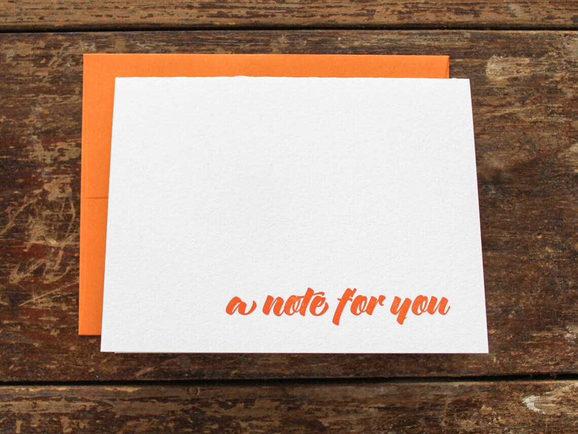 A Note for You Letterpress Greeting Card - Etsy