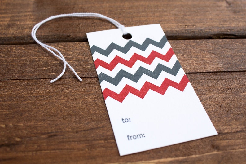 Letterpress Chevron Gift Tag Set of 6 - Etsy