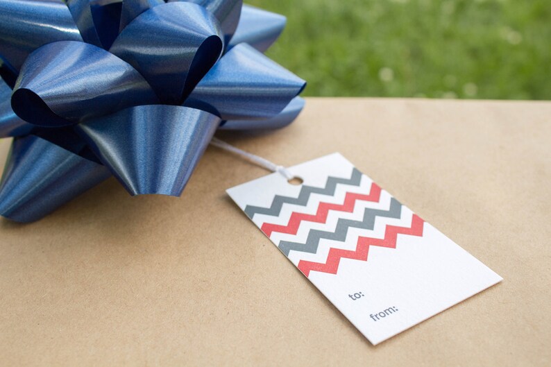 Letterpress Chevron Gift Tag Set of 6 - Etsy