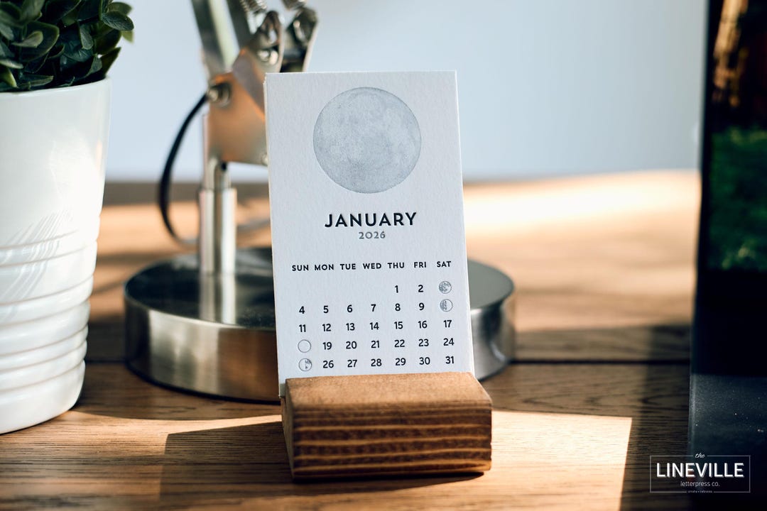 2026 Letterpress Moon Phase Desk Calendar - Etsy