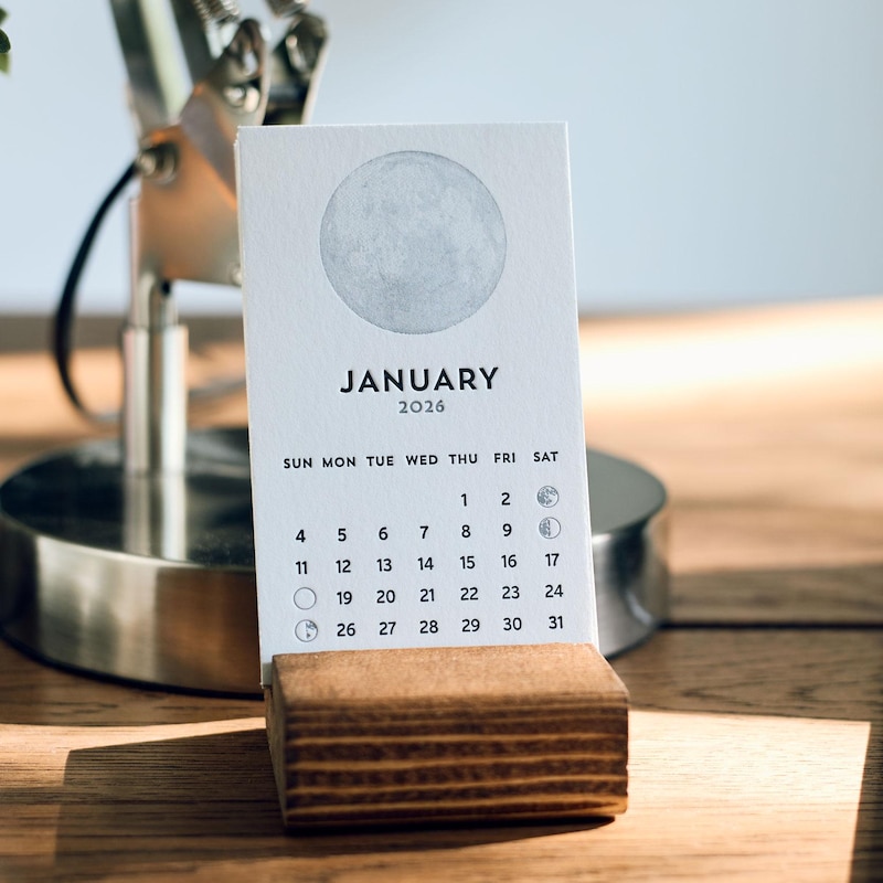 2026 Desktop Calendar Moon - Etsy