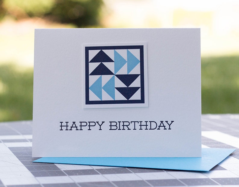 Happy Birthday. Quilt Letterpress Greeting Card | Etsy