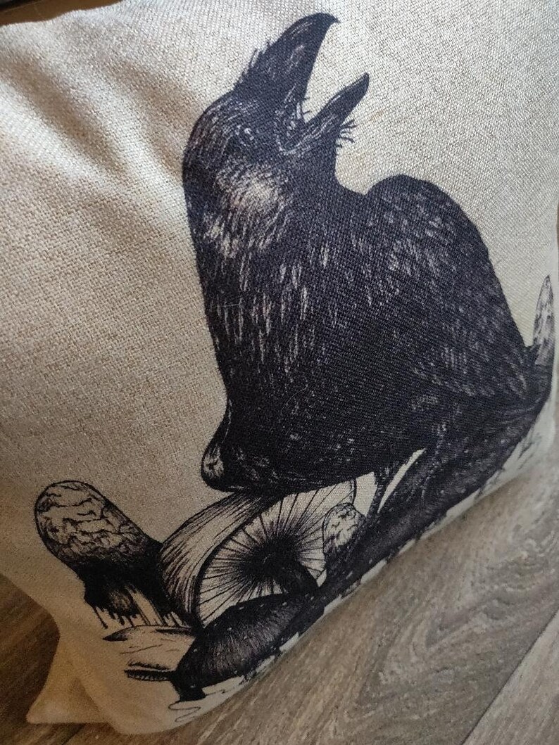 Raven and Mushrooms Pillow - Etsy