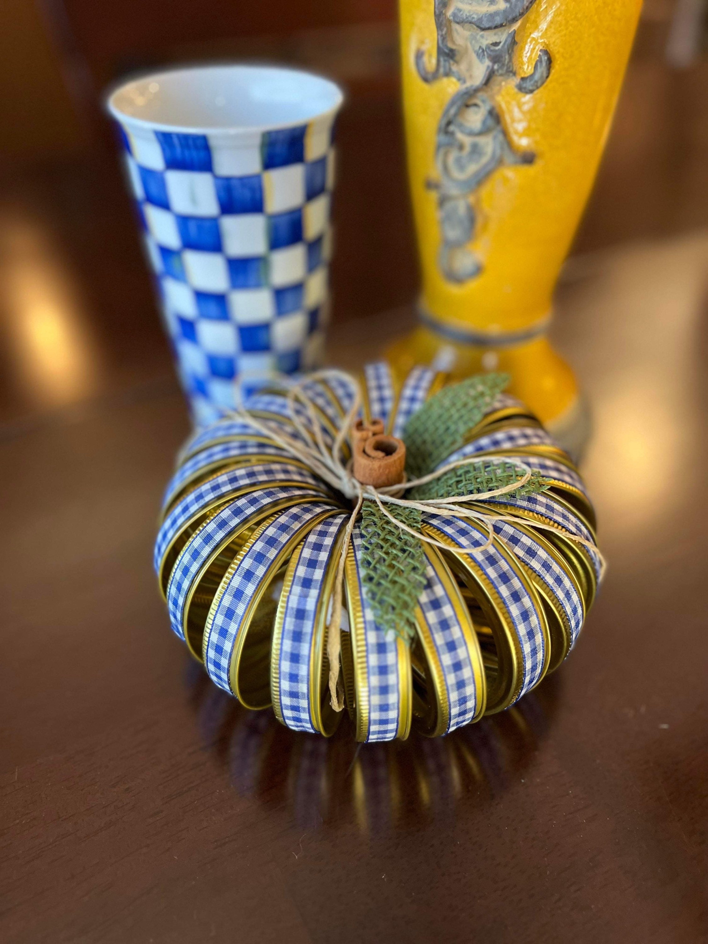 Handmade Mason Jar Lid Pumpkin Fall Decor Canning Ring Pumpkin Fall ...