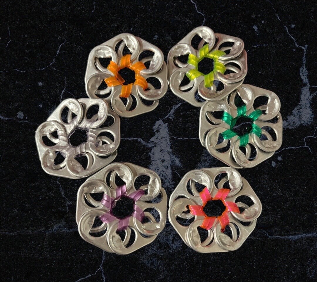 Recycled Pop Tab Flowers Pop Tab Charm Sustainable Flower Decor Pull ...