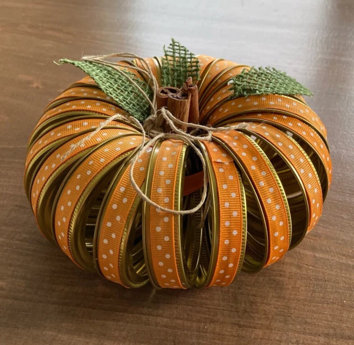 Handmade Mason Jar Lid Pumpkin Fall Decor Canning Ring Pumpkin Fall ...