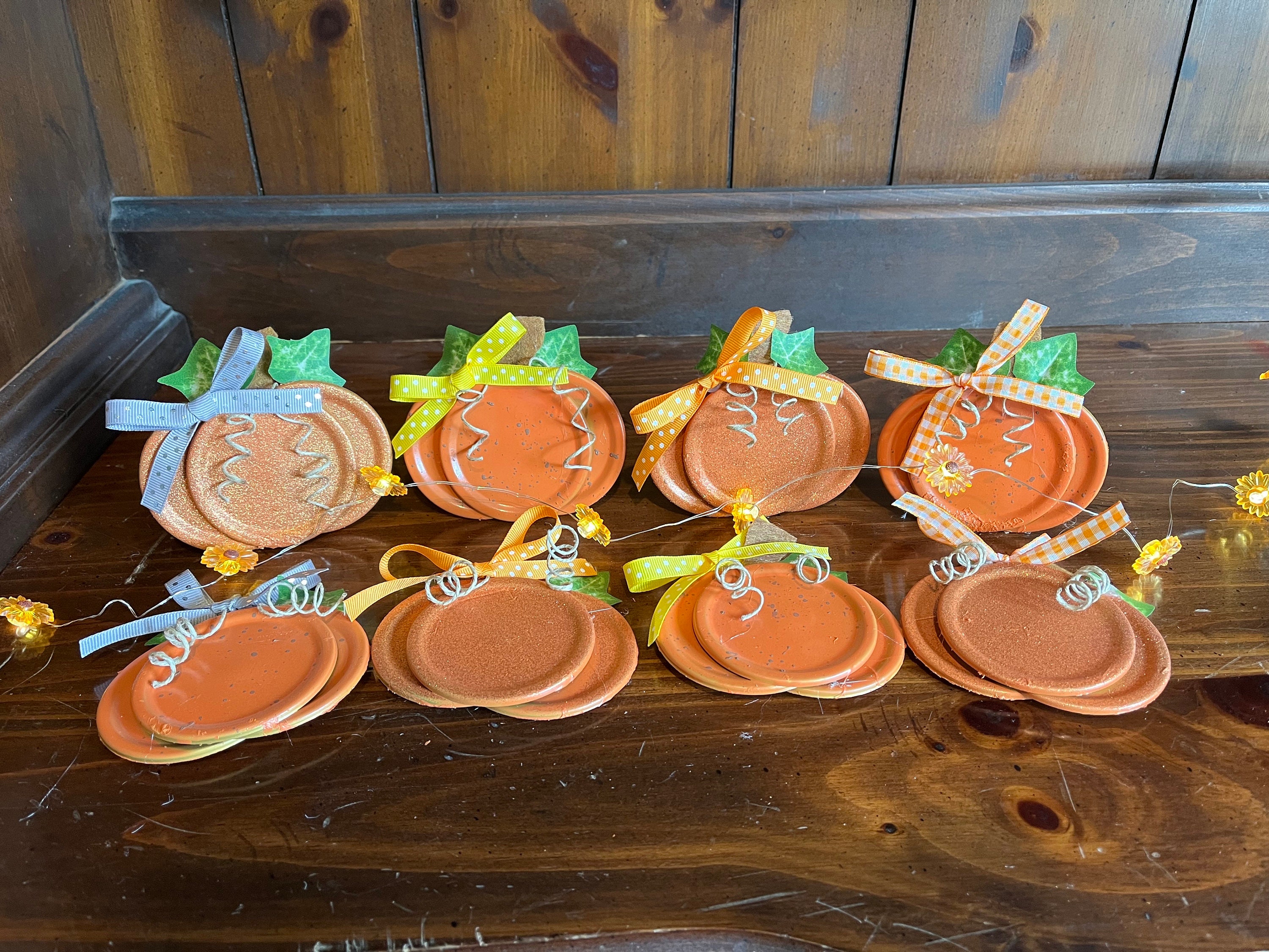 Handmade Mason Jar Lid Pumpkin Fall Decor Canning Ring Pumpkin Fall ...