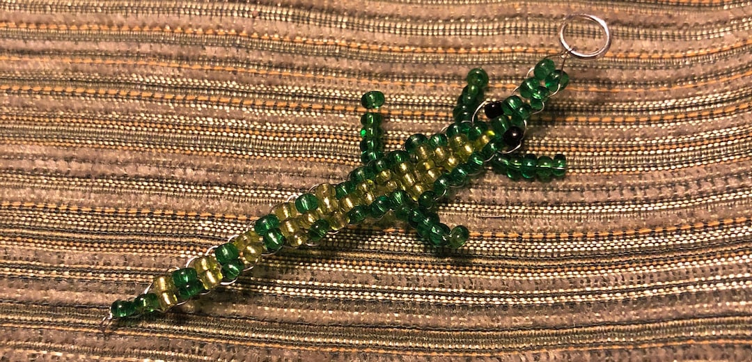 Hand Beaded Alligator Charm Alligator Key Chain Hand Beaded Crocodile ...