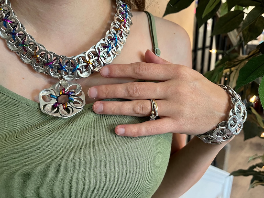 Recycled Handmade Pop Tab Jewelry Soda Pop Tab Necklace Pop Monster Tab ...