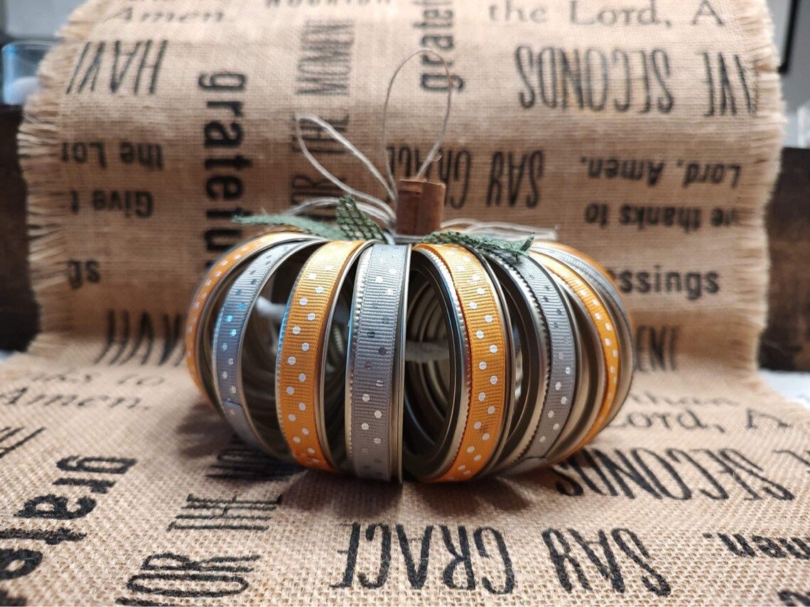 Handmade Mason Jar Lid Pumpkin Fall Decor Canning Ring Pumpkin Fall ...