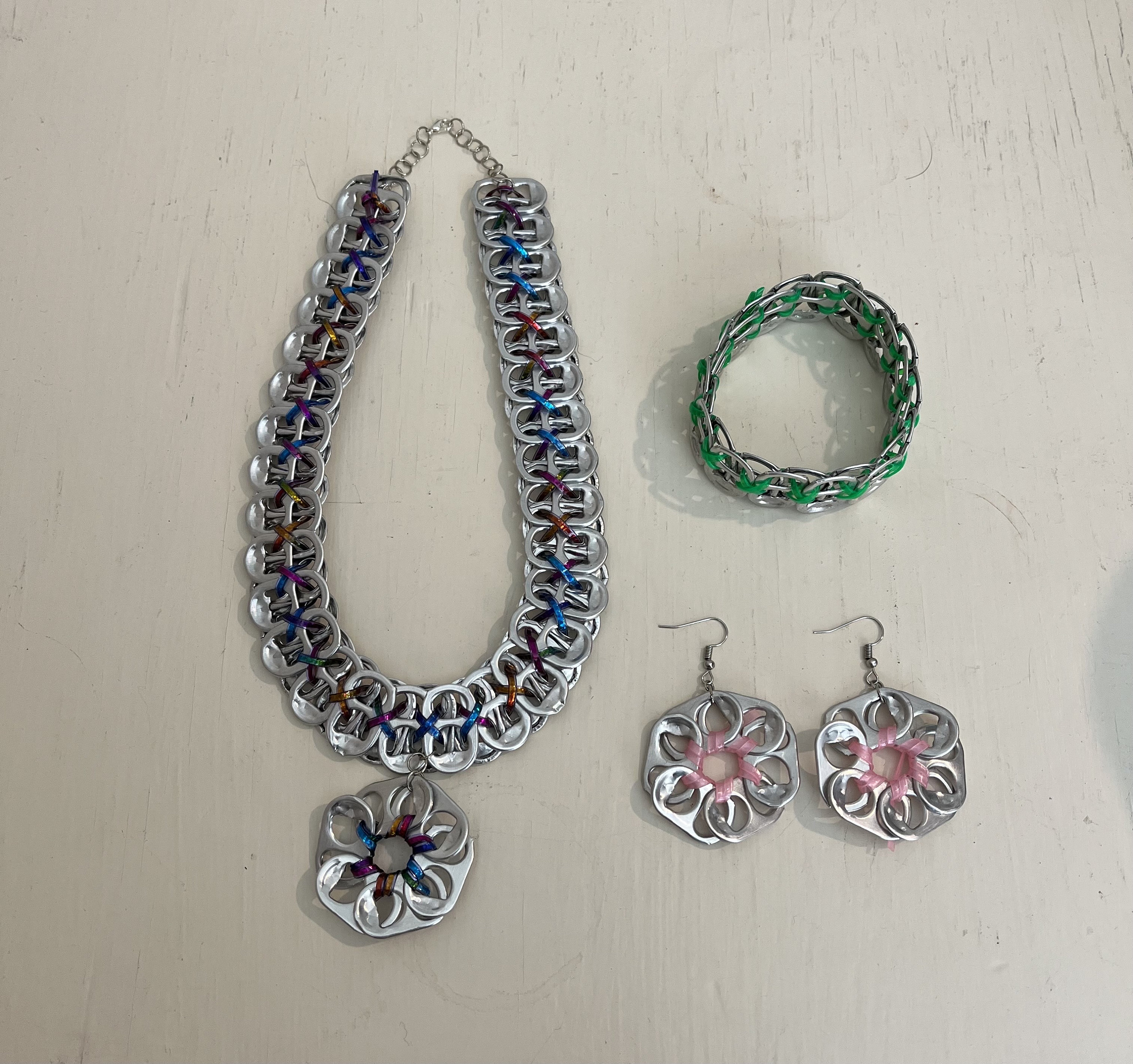 Recycled Pop Tab Necklace Pop Tab Chain Mail Earrings Coke Necklace Pop ...