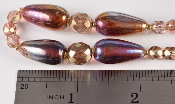 27" Vintage Iridescent Pear Shaped Art Glass & Peach … - Gem