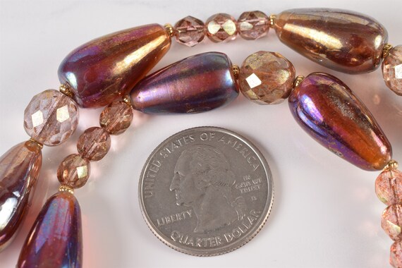 27" Vintage Iridescent Pear Shaped Art Glass & Peach … - Gem