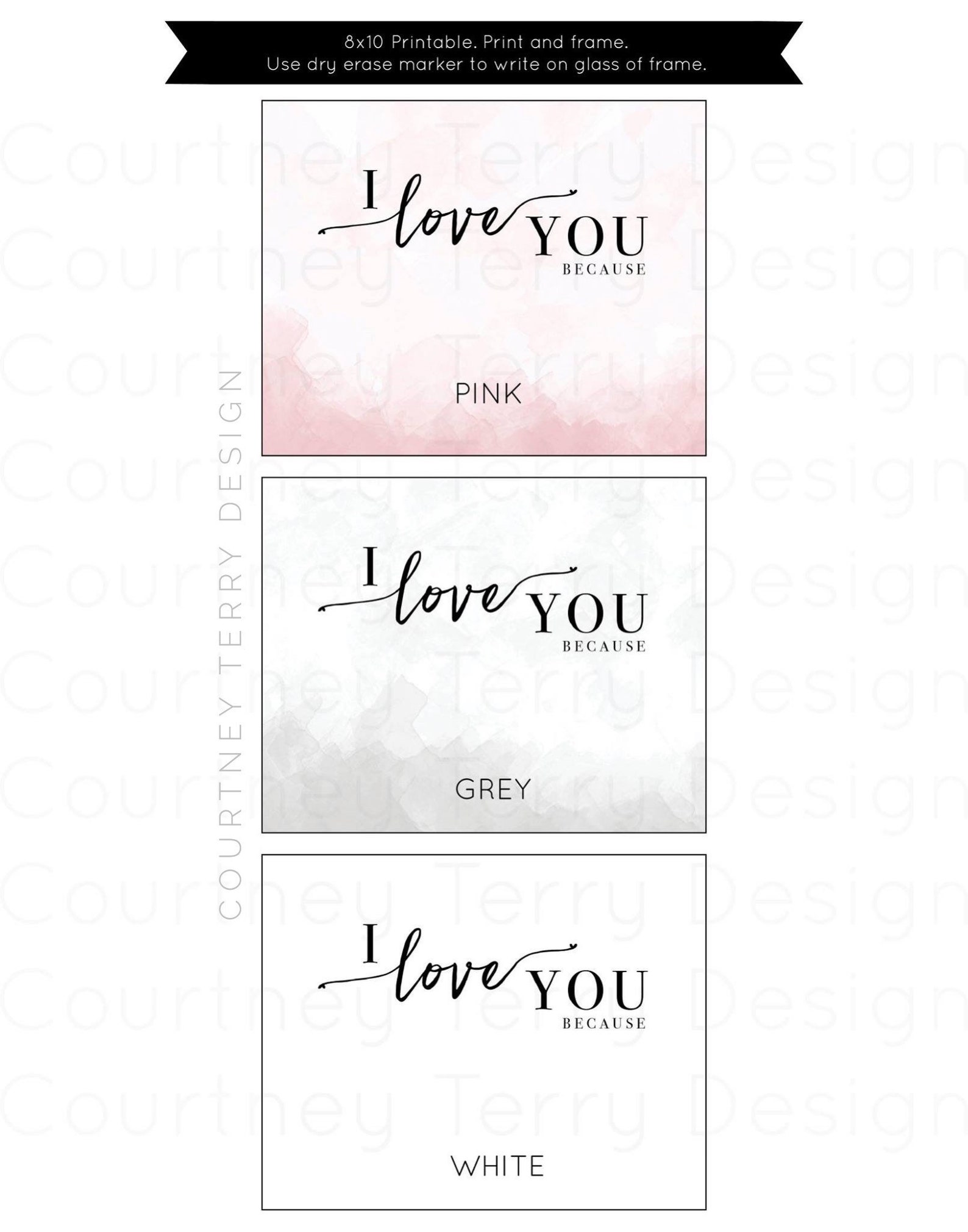 I Love You Because Printable File Digital - Etsy