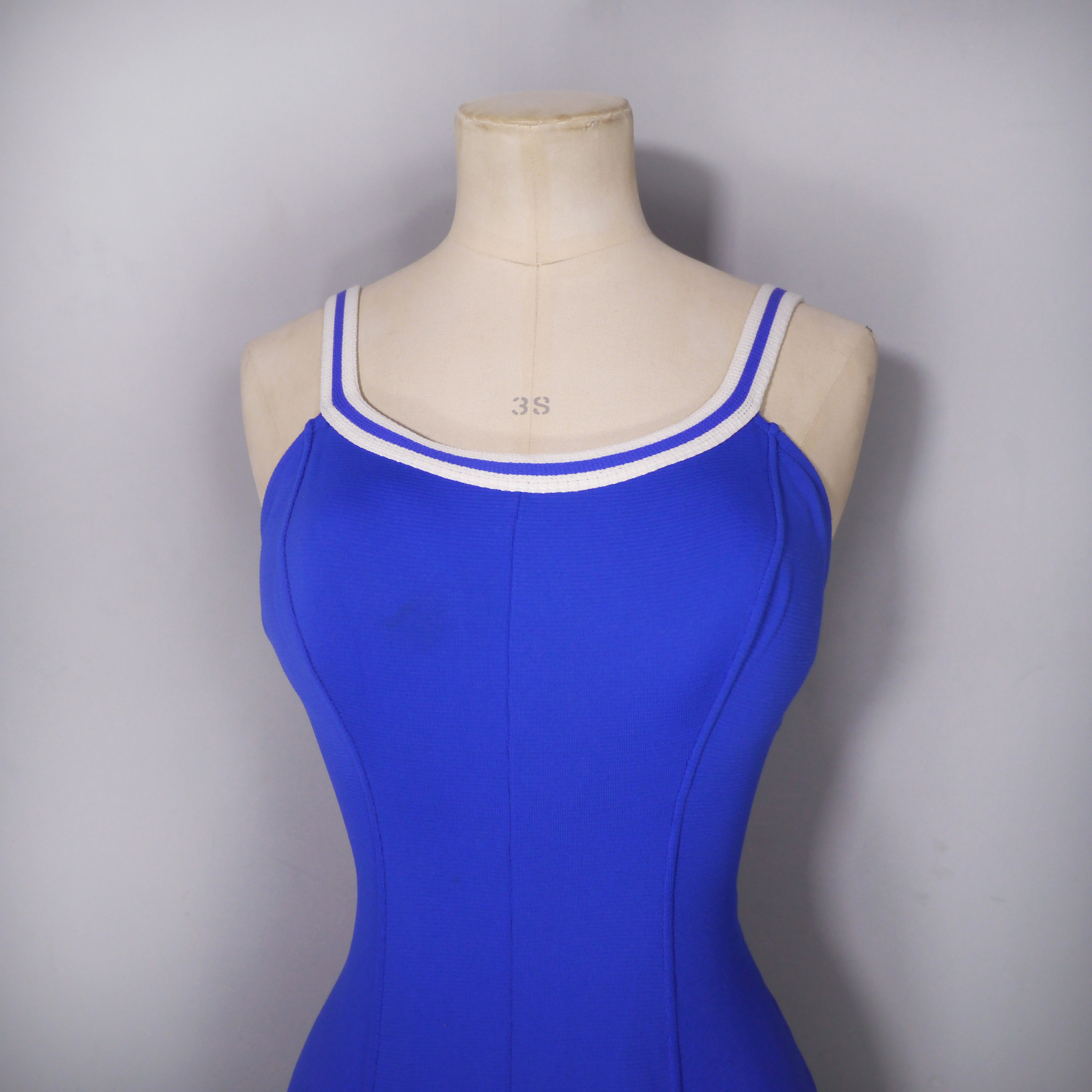 60s Blue JANTZEN Swimsuit With Scoop Back - 1960s Mid Century Hourglass ...