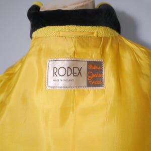 60s 1960s RODEX Bright YELLOW Gorslan Wool Tweed Car Coat With Black ...
