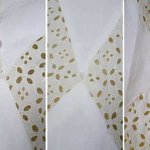 Delicate White 50s Sheer DIAMOND Broderie Anglaise LACE Patchwork ...