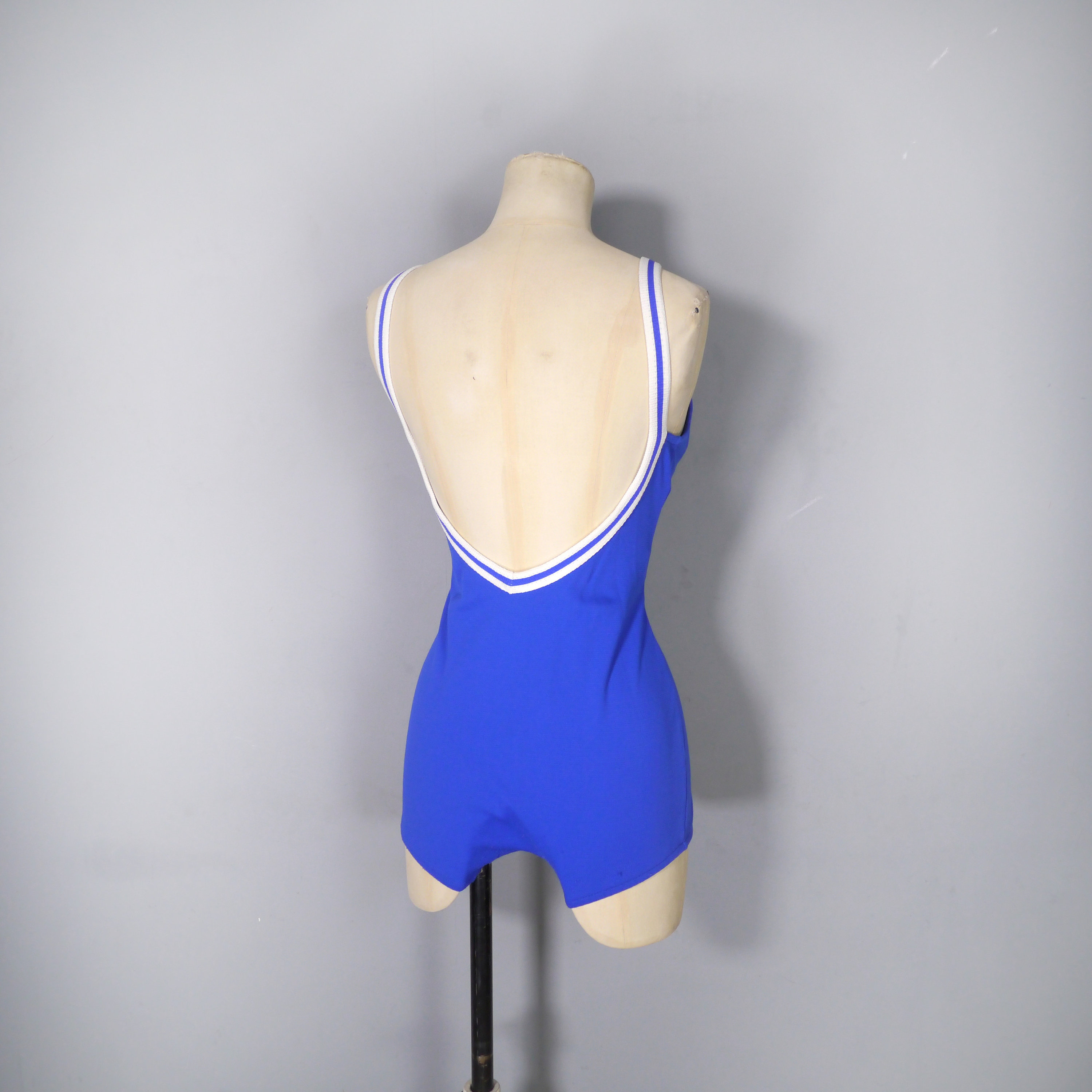 60s Blue JANTZEN Swimsuit With Scoop Back - 1960s Mid Century Hourglass ...