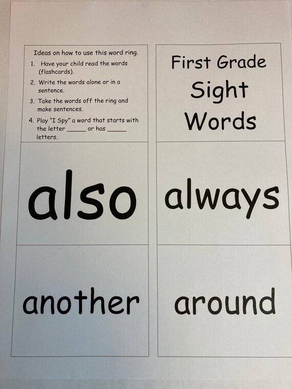 Learning & School First Grade Sight Word Flashcards Reading Help ...