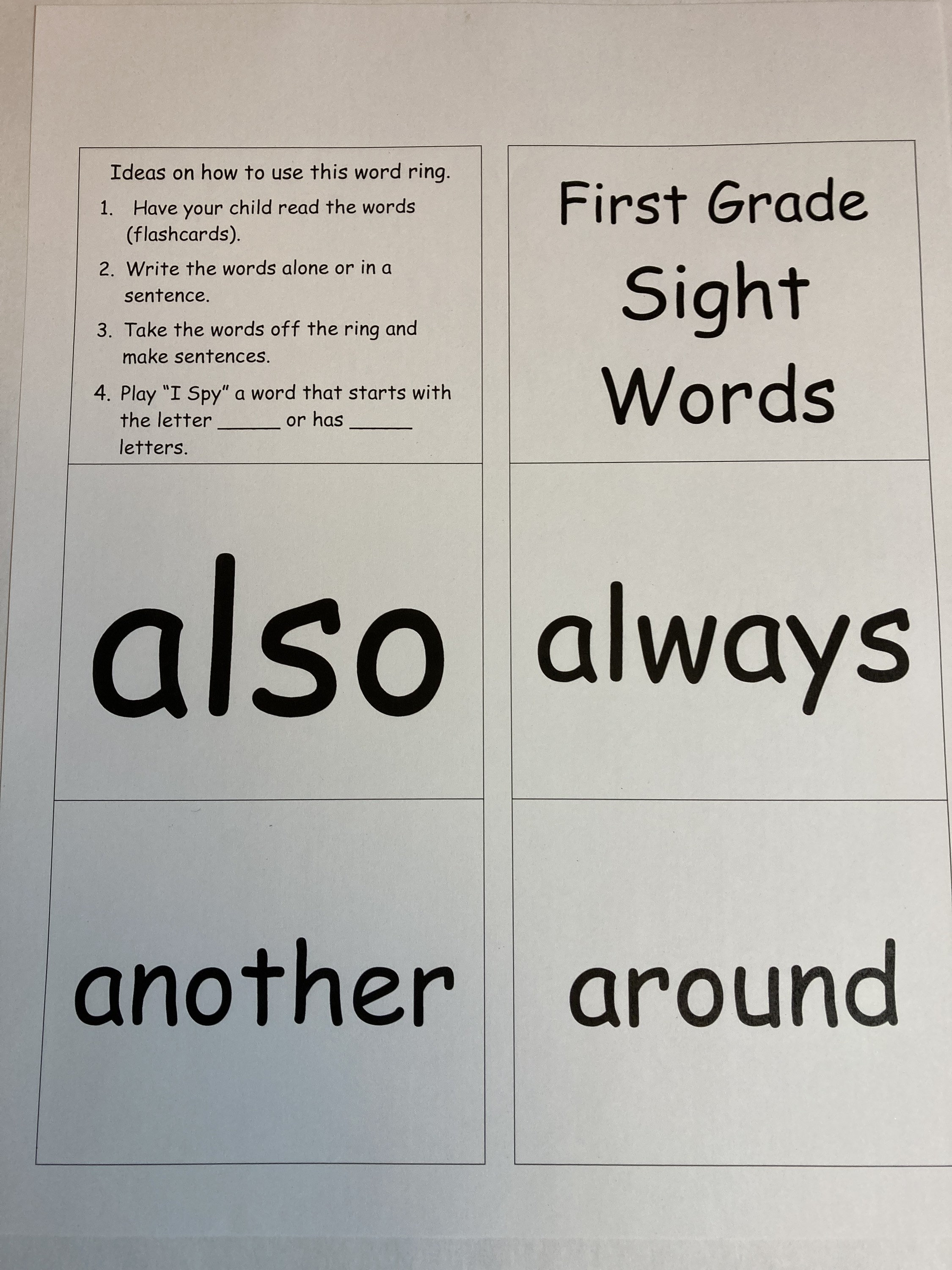Reading Help Laminated Ready to Use High Frequency Words Preschool ...