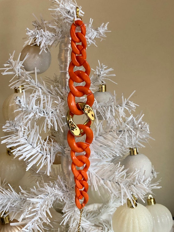Orange Bracelet Plastic Chain Gold Center Adjustable … - Gem