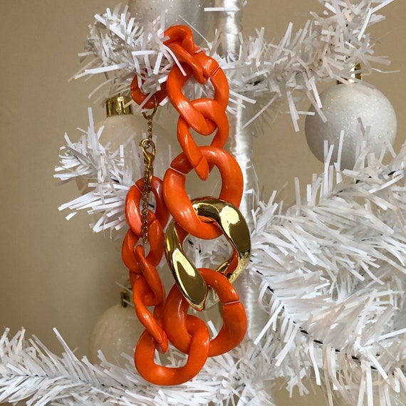 Orange Bracelet Plastic Chain Gold Center Adjustable … - Gem