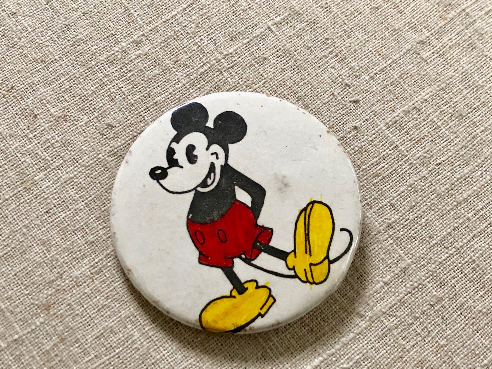 Mickey Mouse Button Round Handmade Pin Vintage Distressed - Etsy