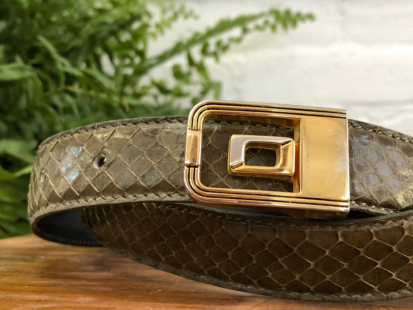 Snakeskin Belt Gold Buckle Genuine Snake Skin Leather Vintage | Etsy
