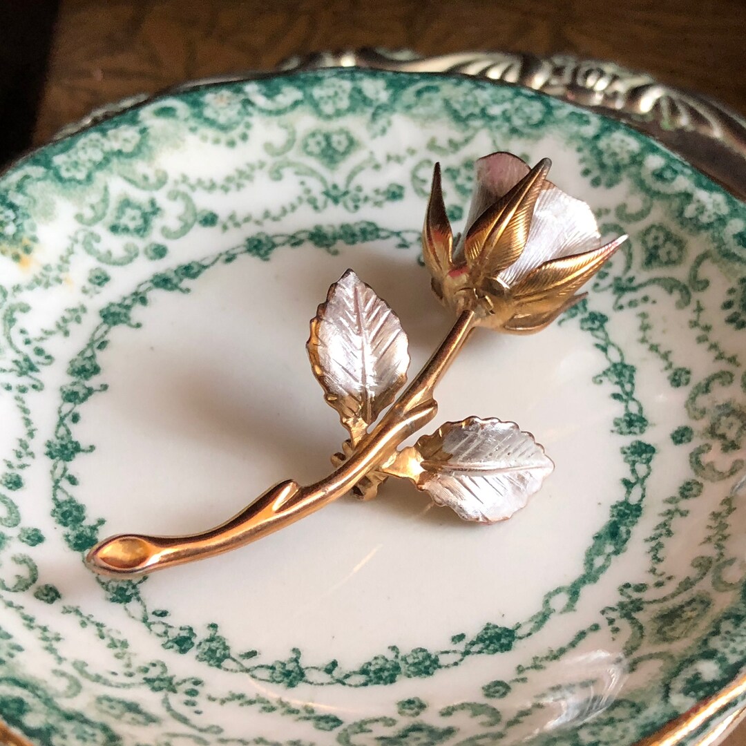 Rose Brooch Silver Gold Metal Pin Vintage Flower - Etsy