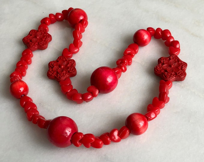 Red Statement Necklace, Plexiglass Flower Necklace, Valentine's Day ...