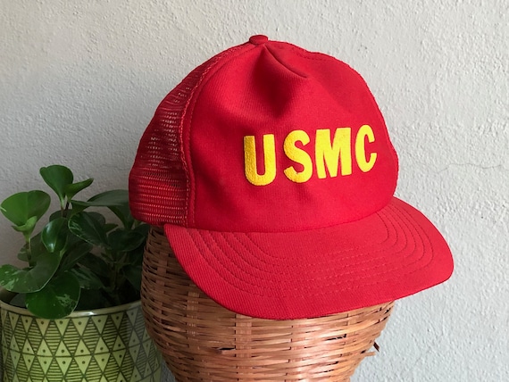 USMC Hat Red Mesh Hat Trucker Hat Snapback Hat Made in USA - Etsy