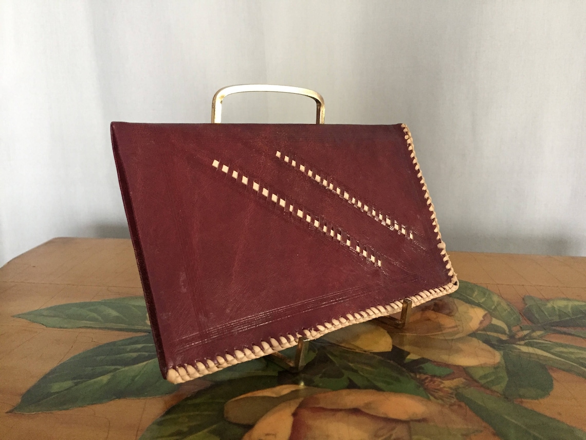 Brown Leather Wallet Billfold Vintage Pocketbook Woven Edge - Etsy