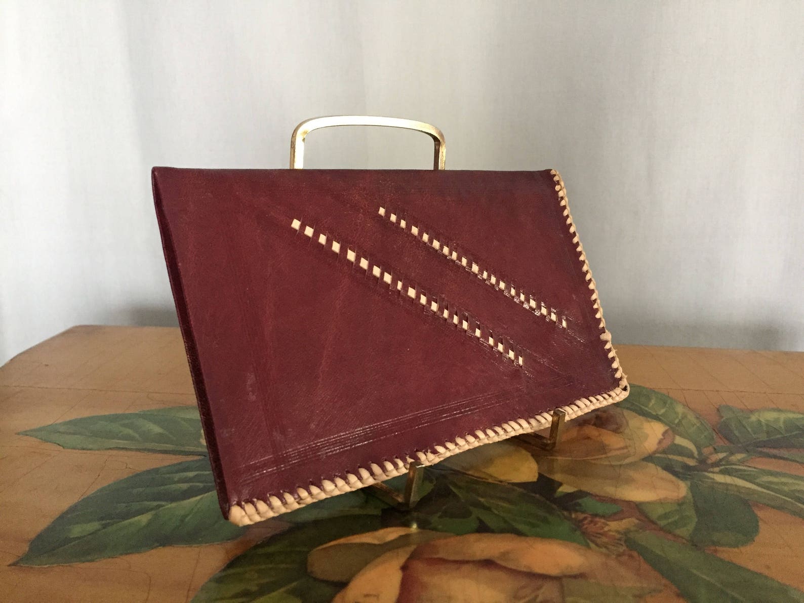 Brown Leather Wallet Billfold Vintage Pocketbook Woven Edge - Etsy