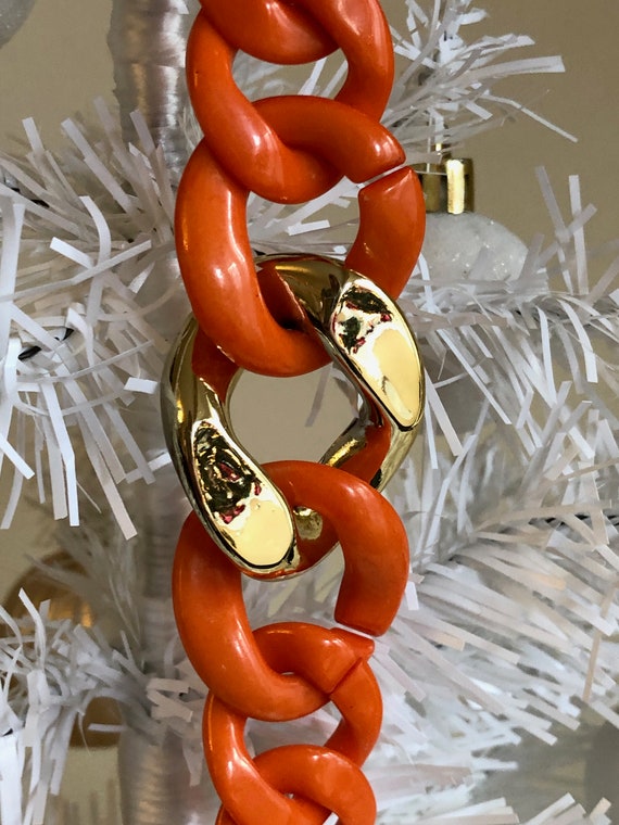 Orange Bracelet Plastic Chain Gold Center Adjustable … - Gem