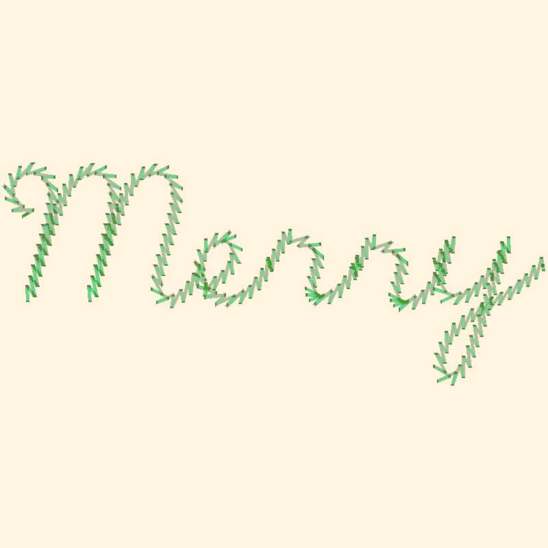 Zigzag Cardstock Font 1.4 Inch - Hand Digitized Script Connecting Line ...
