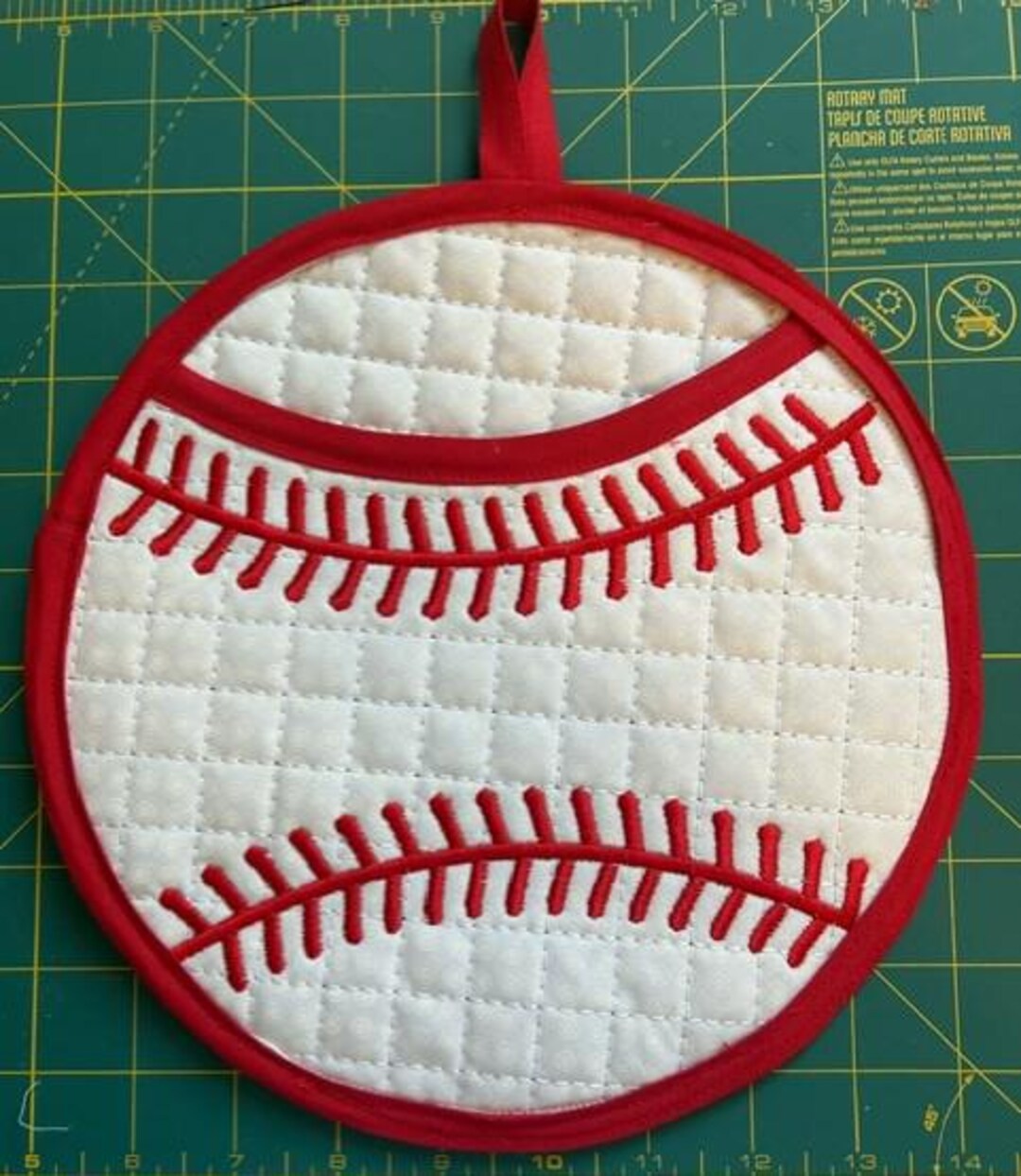 Baseball Round in the Hoop Oven Mitts, Quilted Machine Embroidery ...