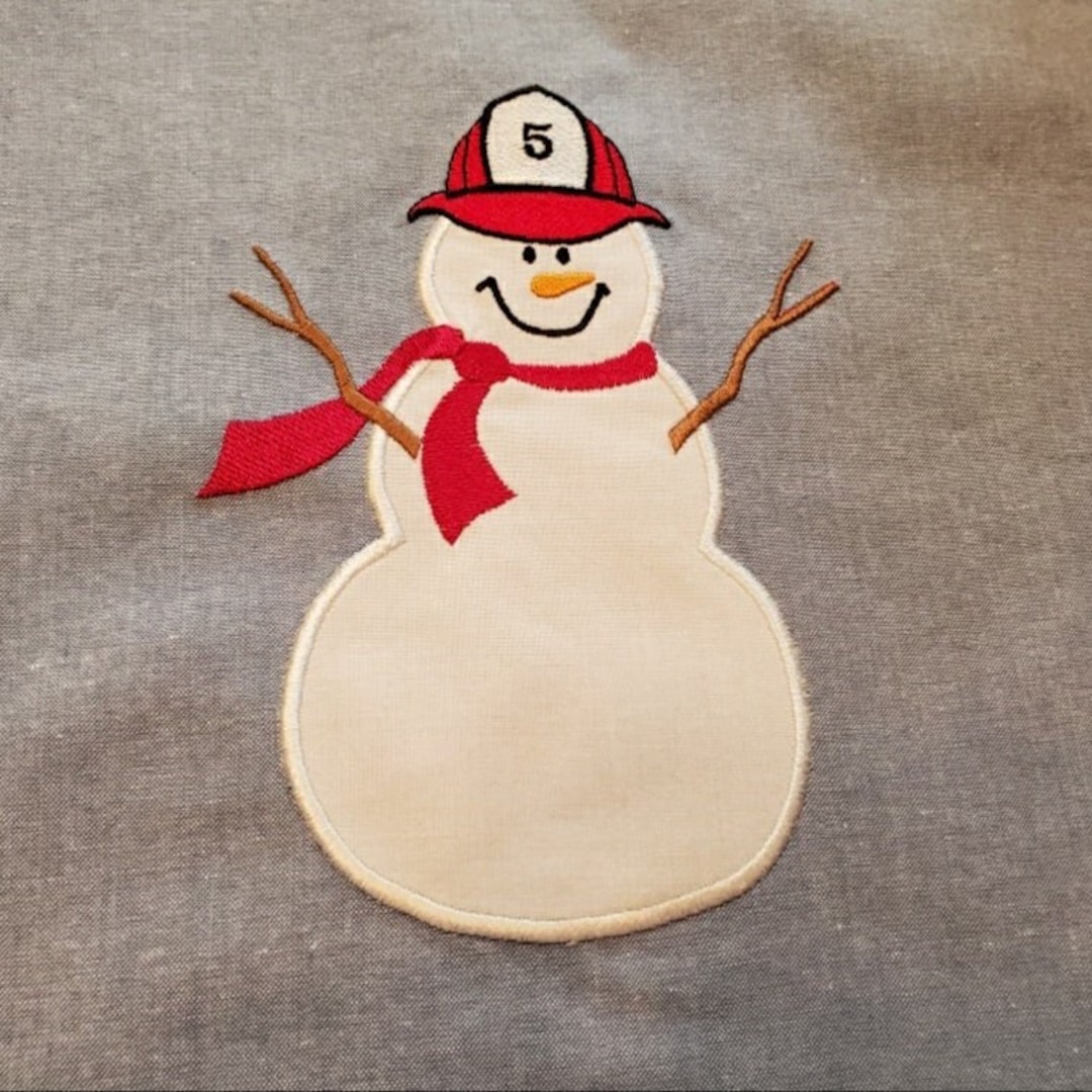 Fireman Snowman Ith Applique Embroidery Design - Etsy